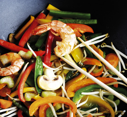 Wok de crevettes aux petits légumes - France Lait